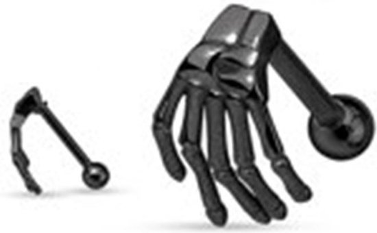 Helix piercing skellet hand zwart | bol