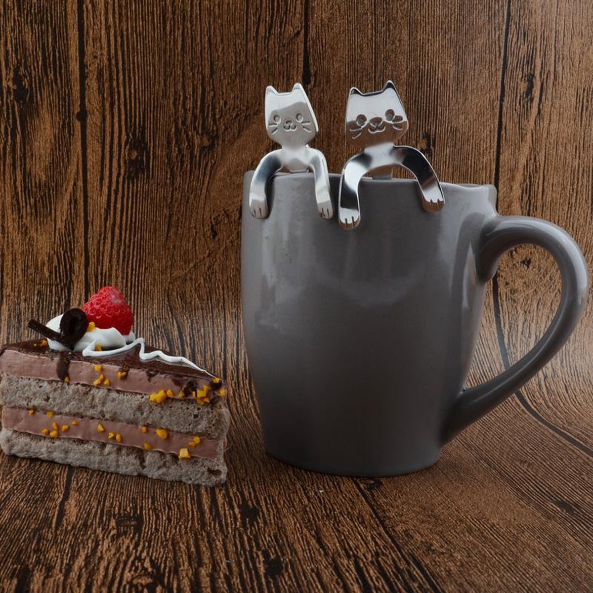 Theelepel hangende kat - Koffielepel - Cadeau – Katten – RVS ...