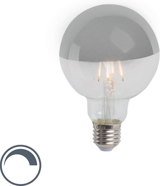 Calex Dimbare LED Lamp - Globe Kopspiegel - Filament - E27 - Zilver | bol