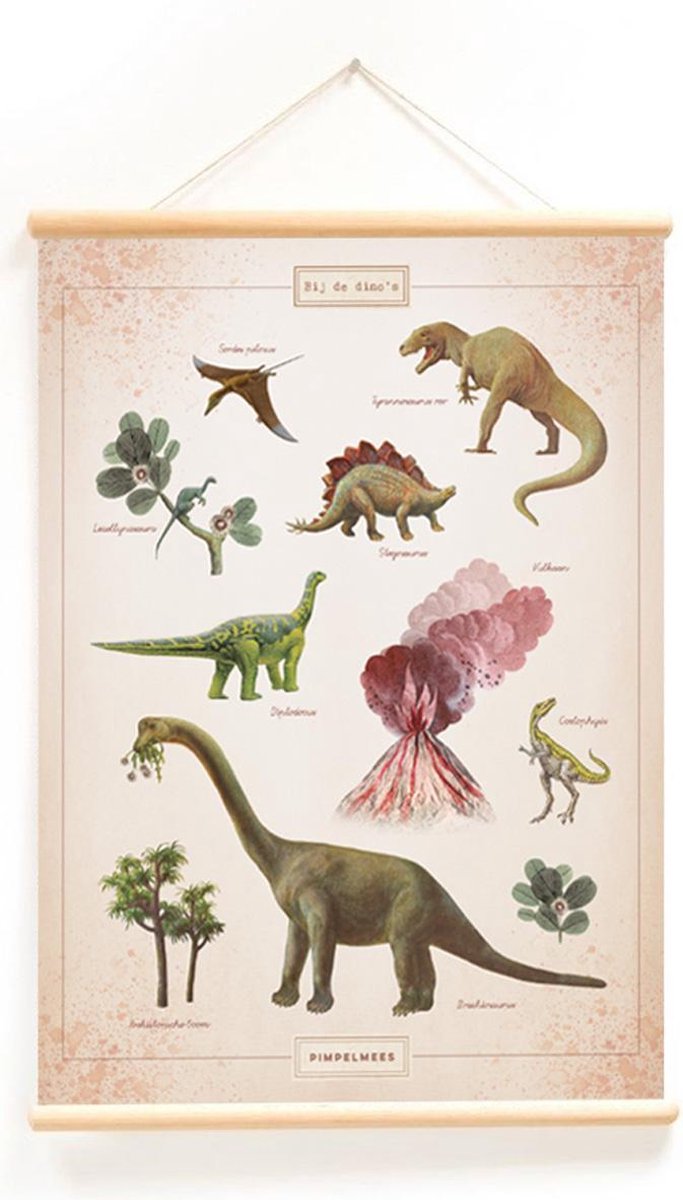 Affiche de l'école de dinosaure avec les dinosaures - look vintage ...