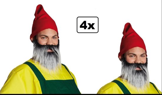 4x Dwergen baard grijs - carnaval kabouter dwerg thema feest festival ...