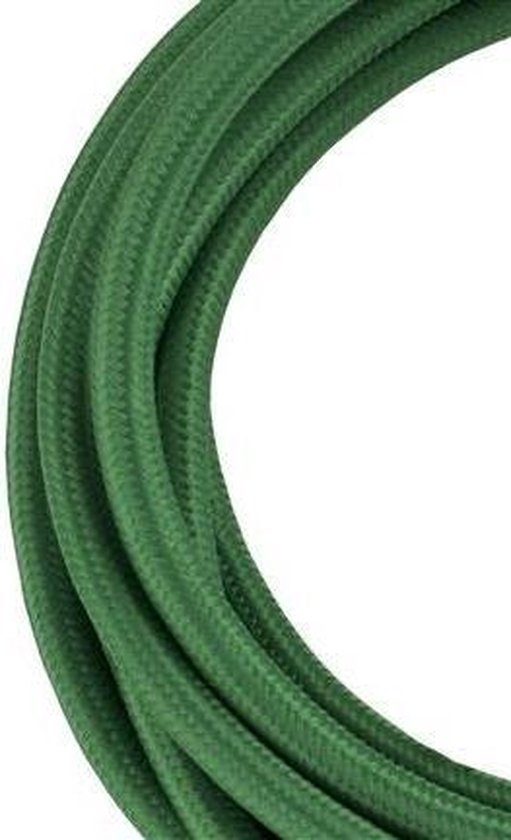 Textiel snoer 2C Donkergroen 3 meter | bol