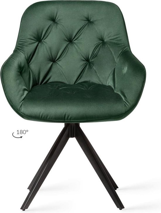 Tara Eetkamerstoel Jungle Zen Turn | Donkergroene velours met draaibaar ...