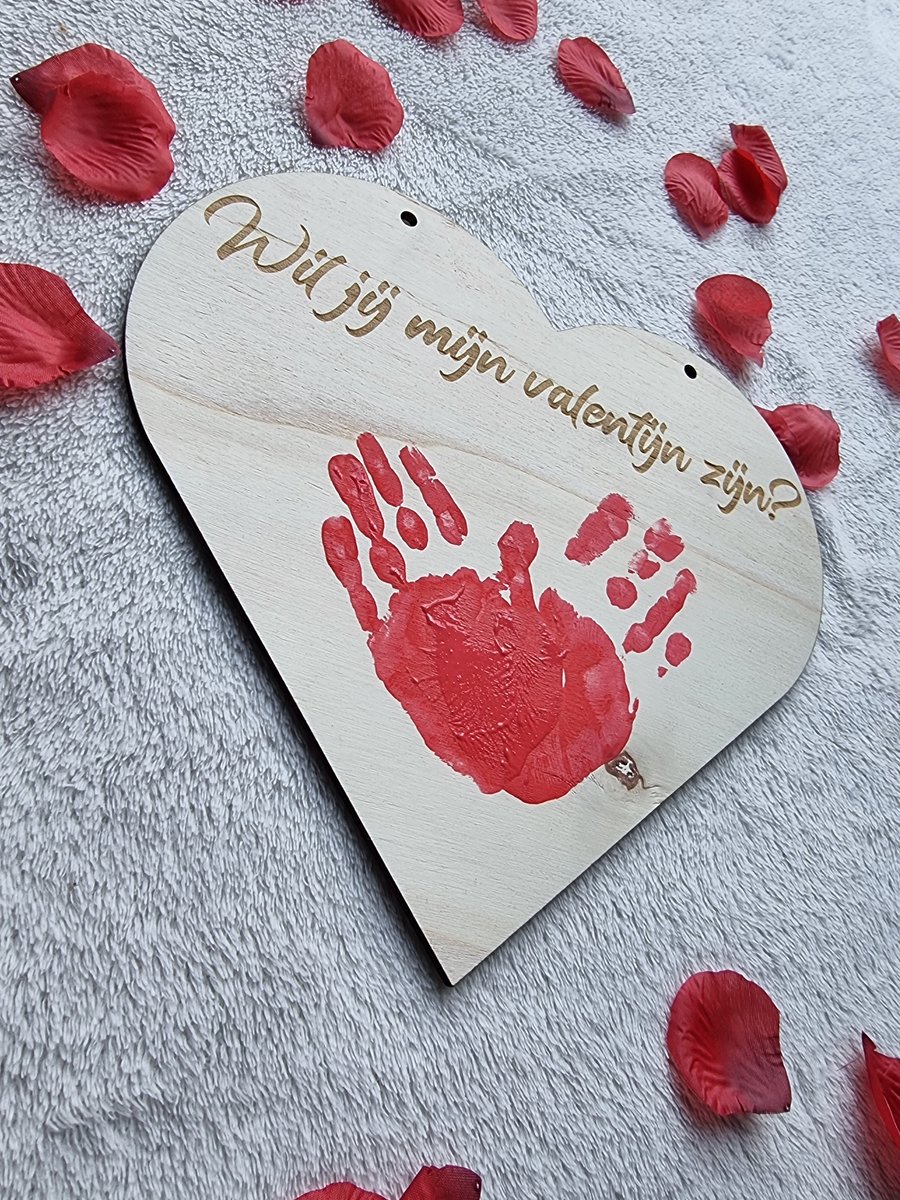 Wil je mijn valentijn zijn? Bordje - Valentijnsdag - Handafdruk ...
