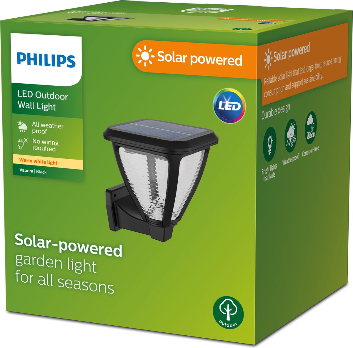 Philips Vapora solar wandlamp - zwart | bol