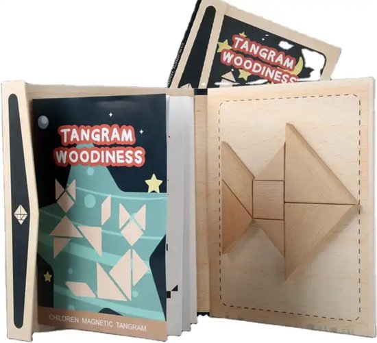Playos® - Tangram Puzzel - Hout - 96 Puzzels - Magneetboek - Houten ...