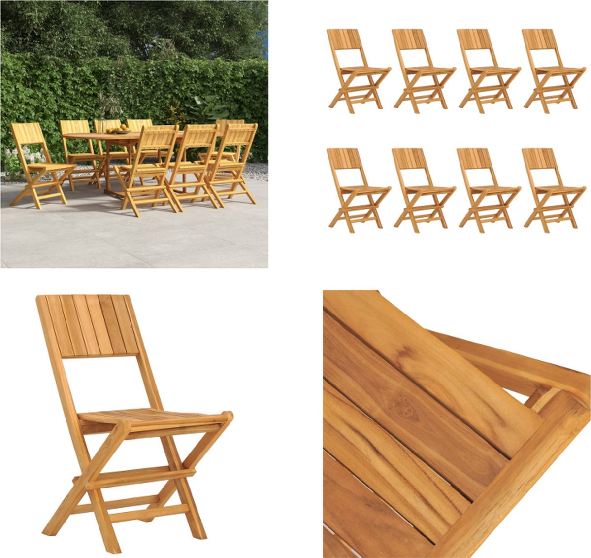 vidaXL Tuinstoelen 8 st inklapbaar 47x61x90 cm massief teakhout ...