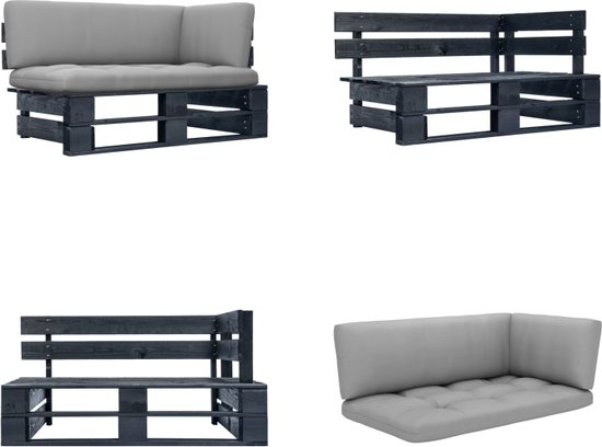 vidaXL Tuinhoekbank pallet zwart geïmpregneerd grenenhout - Pallet ...