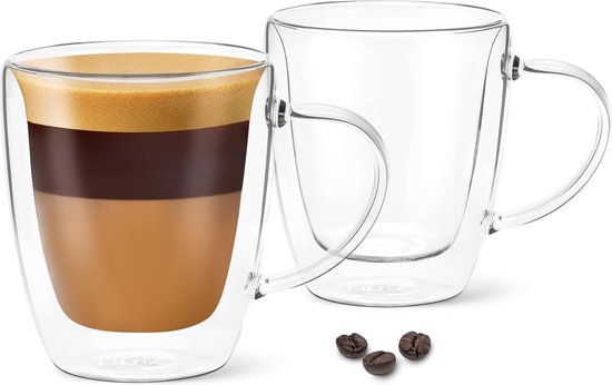 Variatie borosilicaatbeker - 85 ml - 150 ml - 340 ml, 2 borosilicaatbekers met handvat | bol