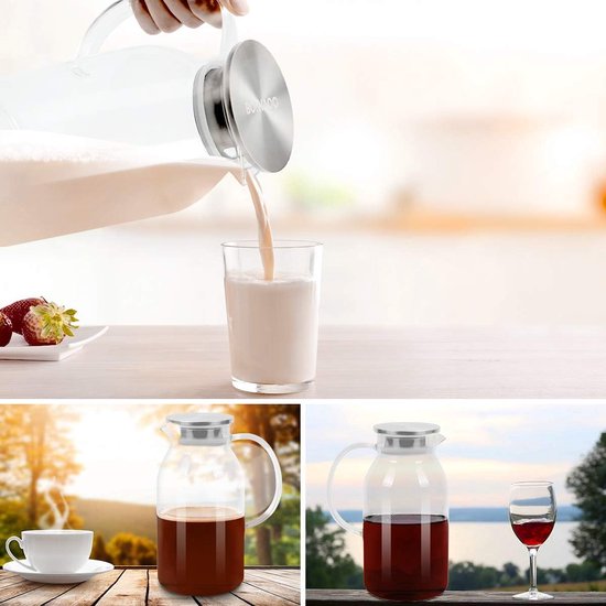 Bonnacc Schenkkan - Glazen Karaf - Waterkan - Waterkaraf voor Fruitwater - Decanteer... | bol