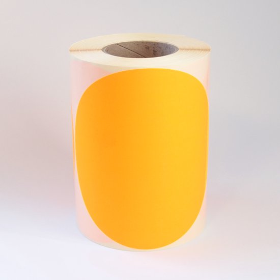 Blanco Stickers op rol 200mm rond - 500 etiketten per rol - Oranje | bol