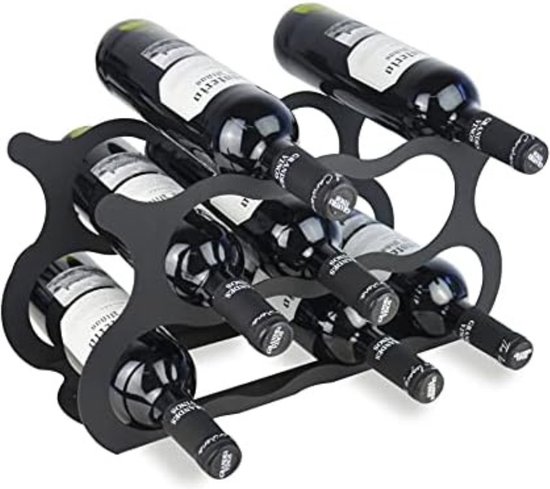 Wijnrek Staand - Wijnrek Zwart Staand - Wijnrek Stapelbaar - Zwart | bol