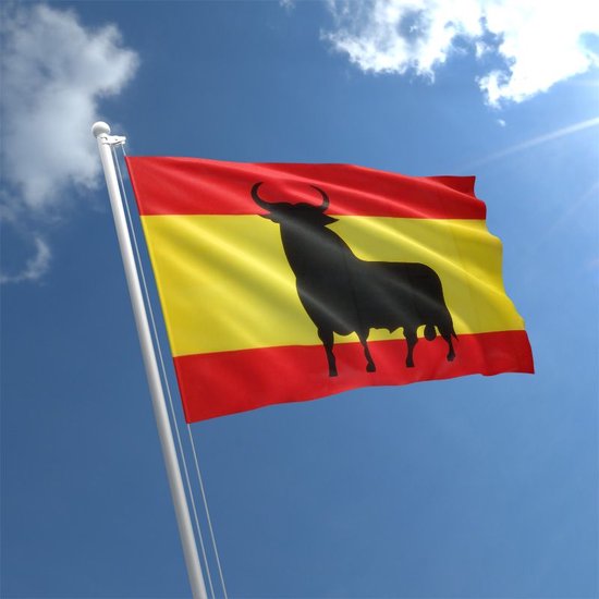VlagDirect - Spaanse vlag met stier - Spanje vlag met stier - 90 x 150 ...