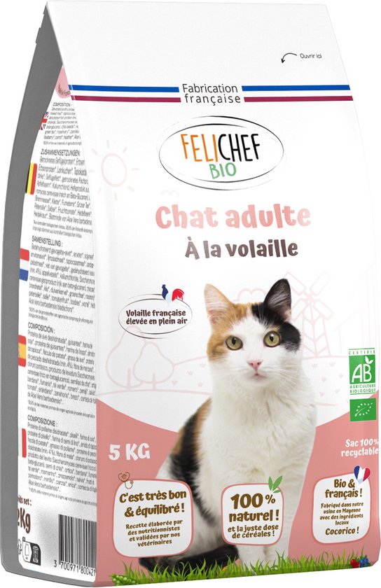 Felichef Biologische Katten droogvoer BIO – Kat volwassen - 5kg | bol