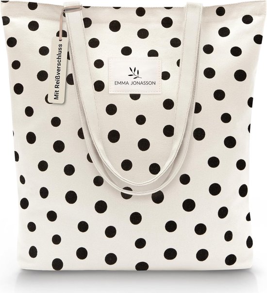 Jute tas - stijlvolle boodschappentas met ritssluiting en binnenzak ...