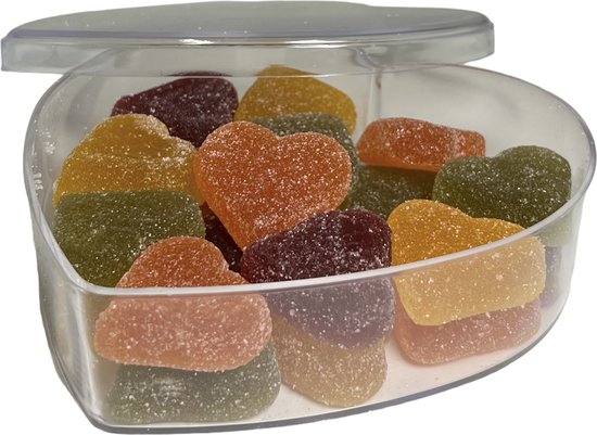Valentijns hart gevuld met grote fruit snoep - 300 gram - Fruit hartjes ...