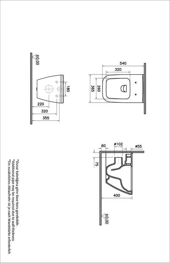 Rim-ex Wall-Hung WC, 54 cm , hidden fixation | bol