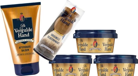 Vergulde Hand Pakket - After Shave Balsem & 3 x Scheerzeep & Originele ...