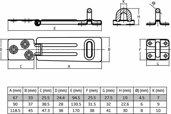 AMIG Overvalsluiting/kistoverval - 1x - voor hangsloten - 90 x 37mm ...