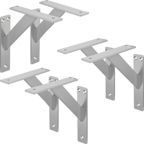 ML-Design 6 stuks plankdrager 180x180 mm, zilver, aluminium, zwevende ...
