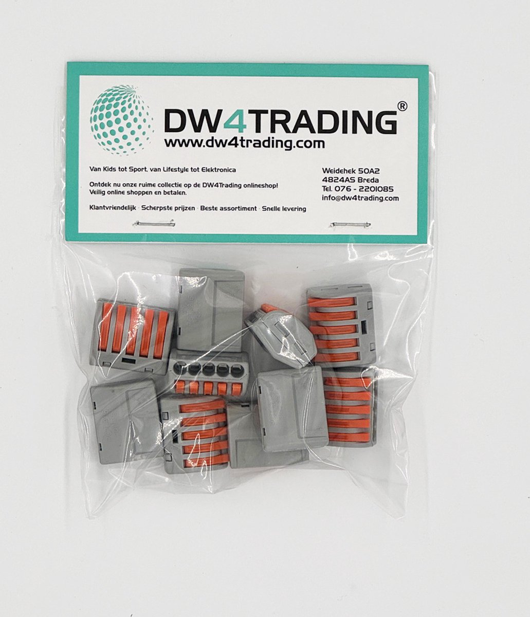 DW4Trading 5-voudige Lasklemmen voor massieve en soepele stroomdraad ...
