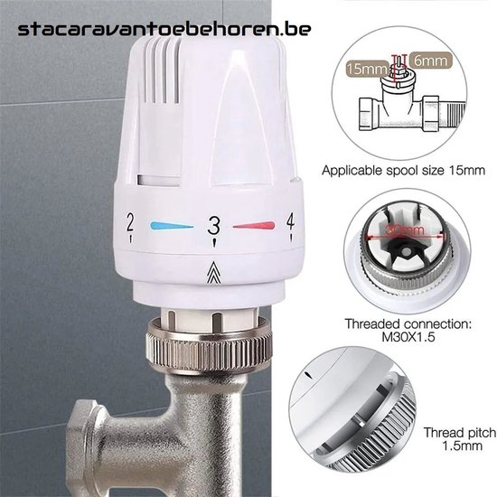 4x radiatorknop thermostatisch M30x1.5 - radiator - radiatorkop ...