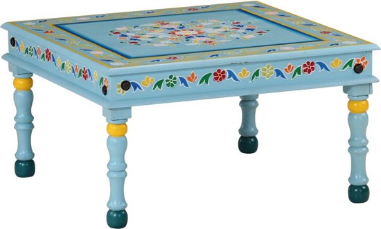 vidaXL - Salontafel - handbeschilderd - massief - mangohout - turquoise ...