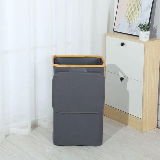 Opvouwbare wasmand met deksel - Grote wasmand voor slaapkamer en badkamer - Afneembare... | bol
