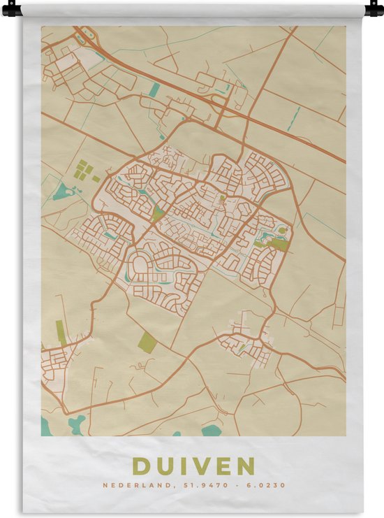 Wandkleed - Wanddoek - Stadskaart - Duiven - Plattegrond - Kaart ...