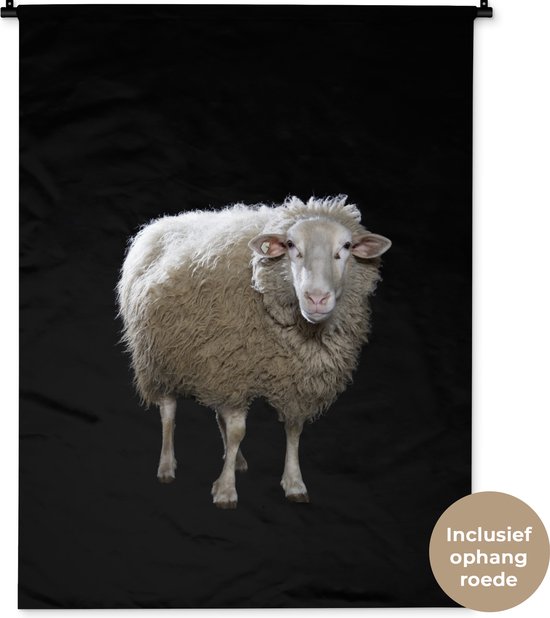 Wandkleed - Wanddoek - Schaap - Boerderijdieren - Zwart - 90x120 cm ...
