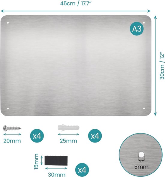 Magneetbord A3-30 x 45 cm - Magnetisch paneel voor notities en foto's ...