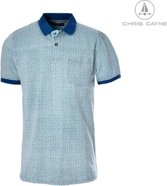 Chris Cayne heren poloshirt - polo heren - 3107 - turquoise/navy print ...