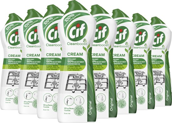 Cif Cleanboost Schuurmiddel - Cream Original - met 100% natuurlijke ...