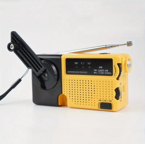 Noodradio Solar Opwindbaar - Draagbare Radio op Batterijen - Noodpakket ...