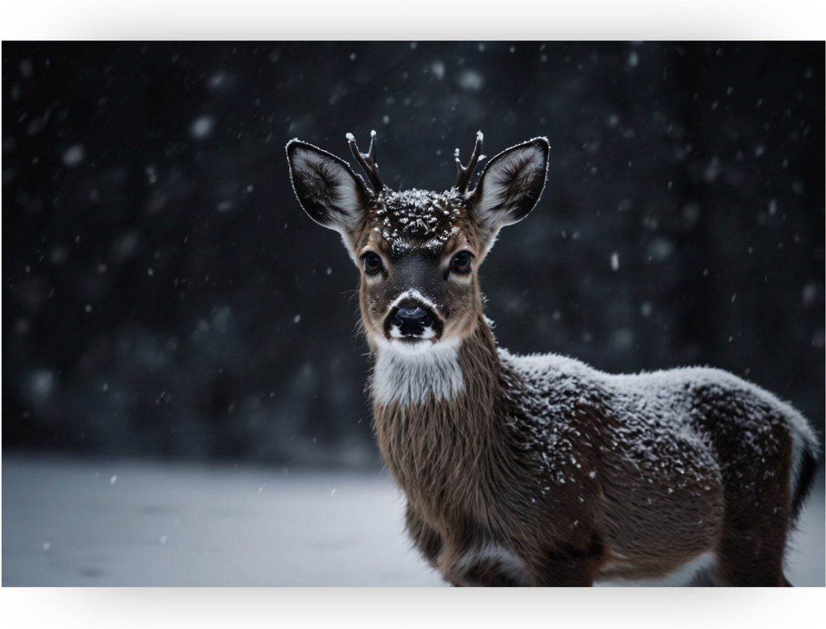 Baby hert poster - Winter poster - Poster hert - Poster retro ...