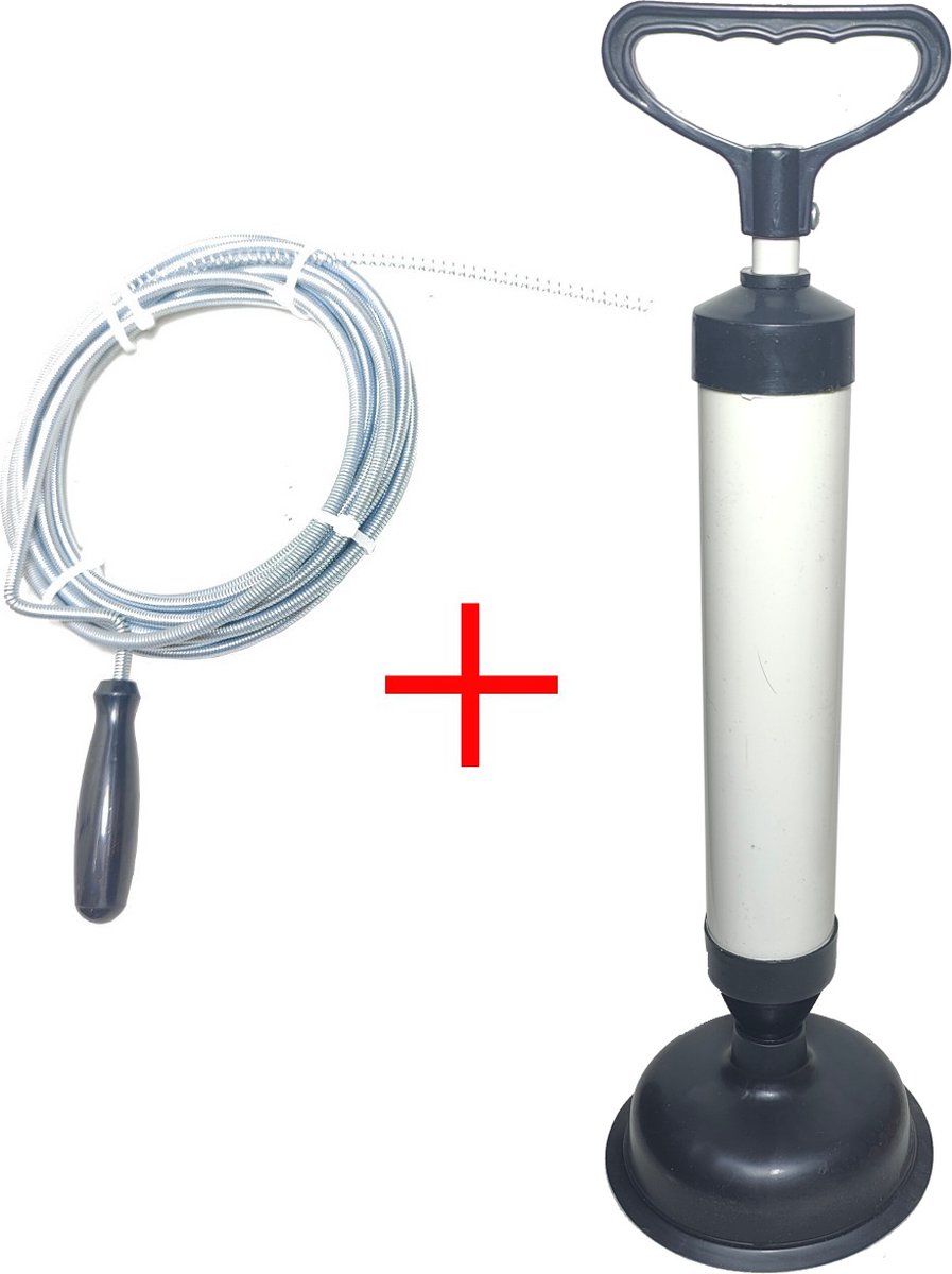 5M 5mm Rioolveer Ontstoppingsveer + Plopper Ontstopper zuignap pomp ...