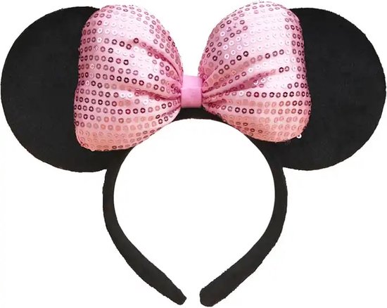 Minnie Mouse Oren - Grote Strik - Roze Glitter | bol