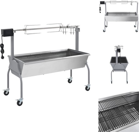 vidaXL Rotis BBQ Zilver - 129 x 55 x 100 cm - RVS spit - Hoogte ...