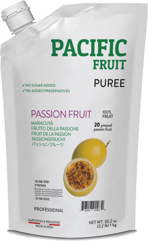 PACIFIC FRUIT PERU - Passievrucht Puree - Pouch - 1 kg - perfect voor ...