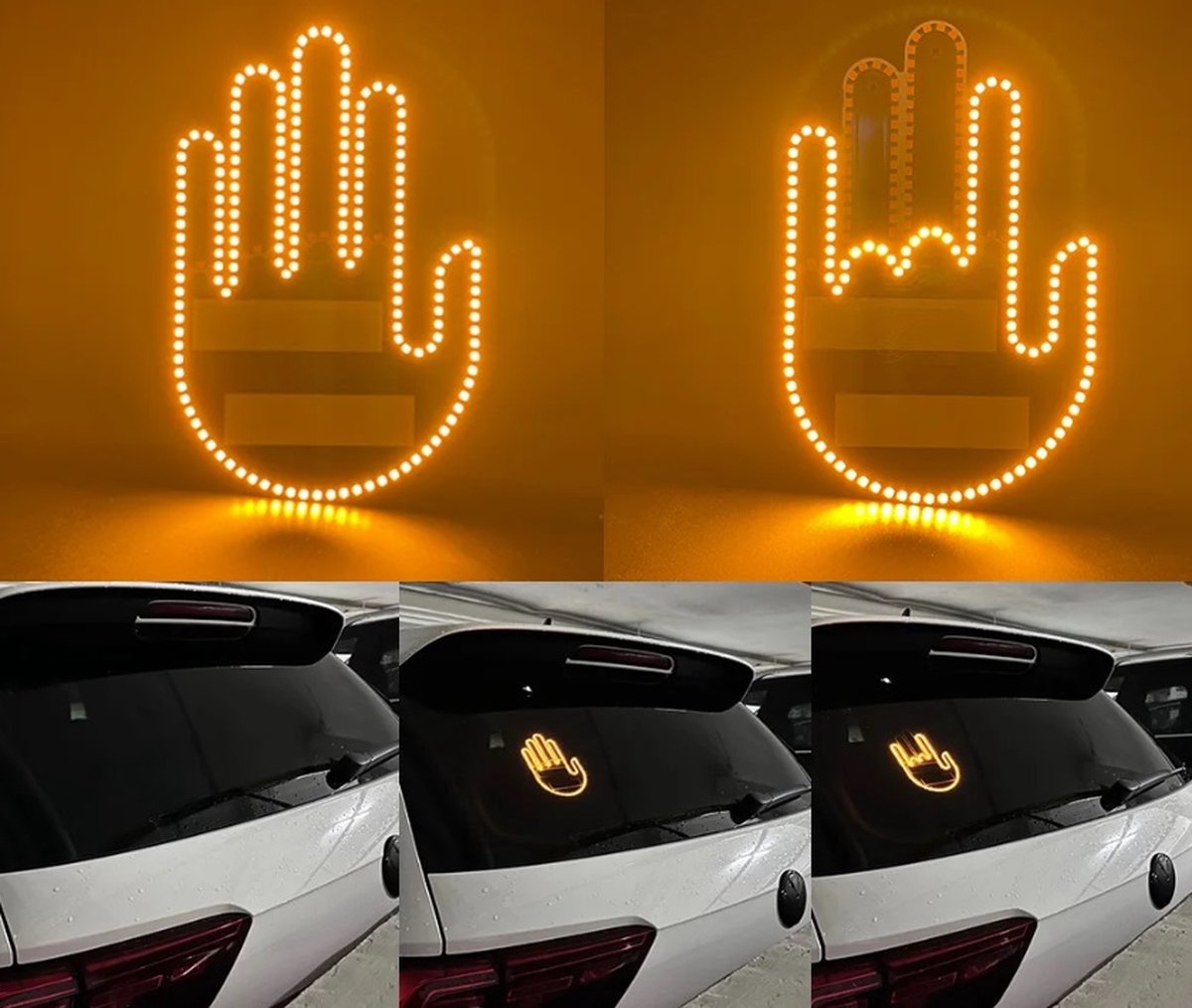 Nieuw Led Verlicht Gebaar Licht Auto Vingerlicht Met Afgelegen Weg ...