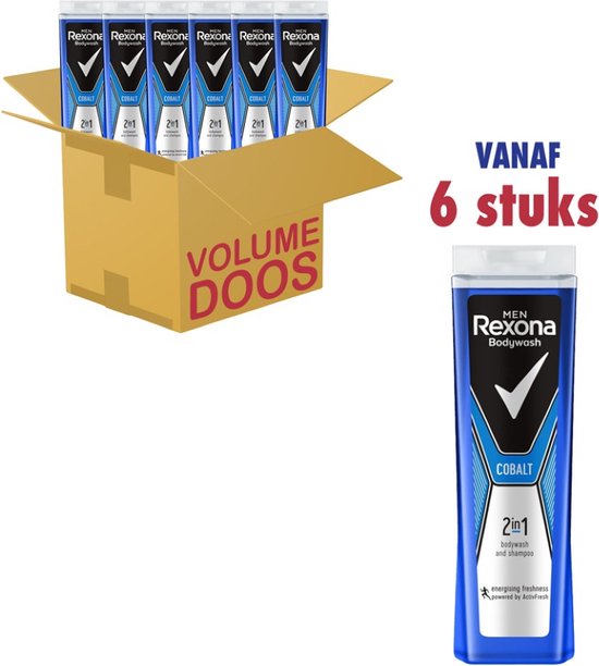 Rexona Men Cobalt 2in1 Bodywash & Shampoo (6 x 400ml) | bol
