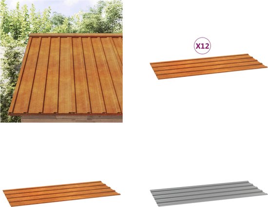 vidaXL Dakpanelen 12 st 100x44 cm cortenstaal roestig - Dakpaneel ...