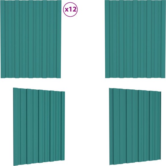 vidaXL Dakpanelen 12 st 60x45 cm gegalvaniseerd staal groen - Dakpaneel ...