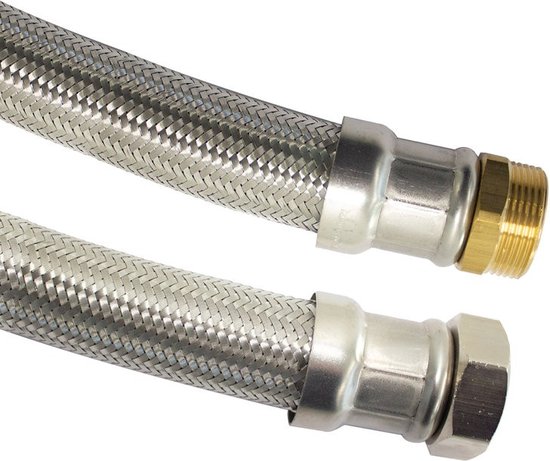 Flexibele aansluitslang - rvs gevlochten - binnendraad x buitendraad - 1/2 - DN13 -... | bol