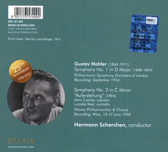 Hermann Scherchen - Mahler: Symphonies Nos. 1 & 2 (2 CD), Hermann Scherchen | Muziek | bol
