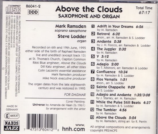 Above the Clouds - Mark Ramsden (saxofoon), Steve Lodder (orgel), Mark ...