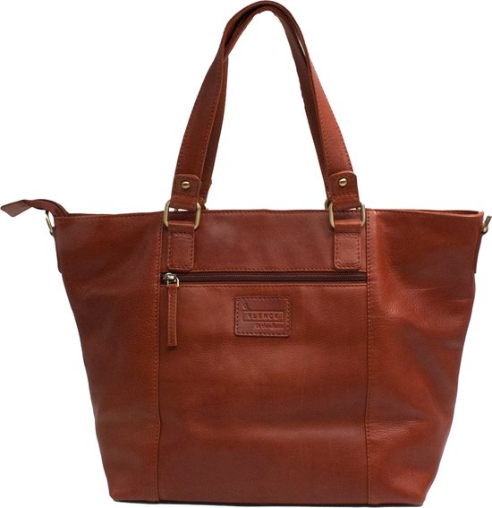 VLERCK - Marianne Shopper - Cognac - Shopper - Leer - Leren tas - Leren ...
