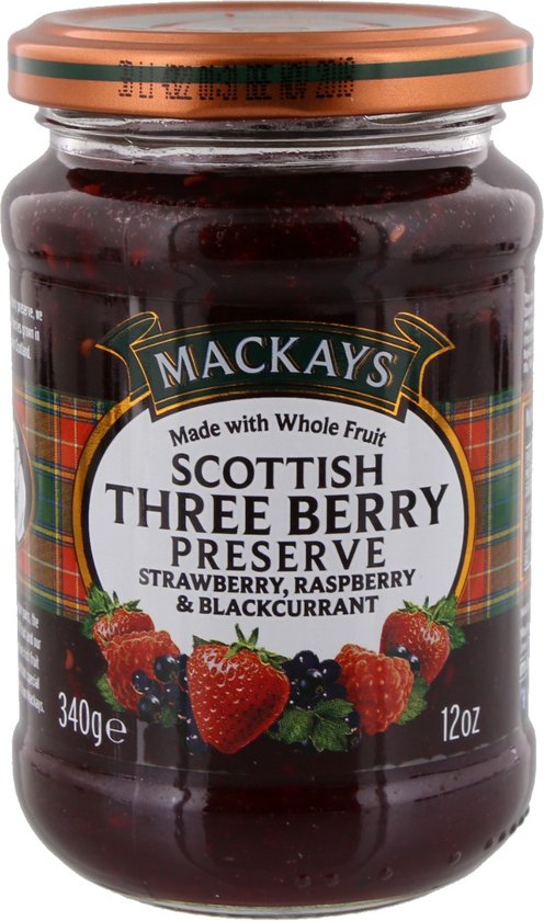 Mackays Scottish three berry preserve strawberry, raspberry ...