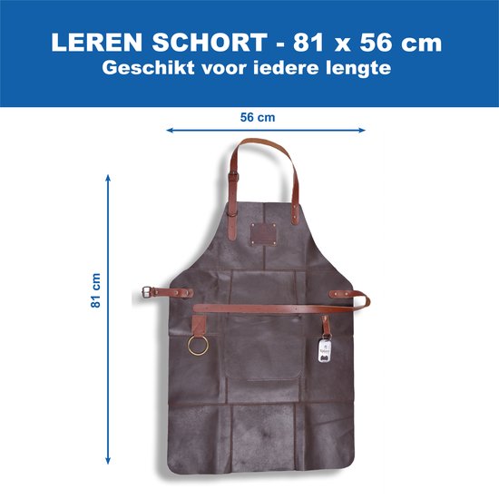 Leren BBQ Schort Donker Bruin met Handschoenen - Barbecue Schort - BBQ ...