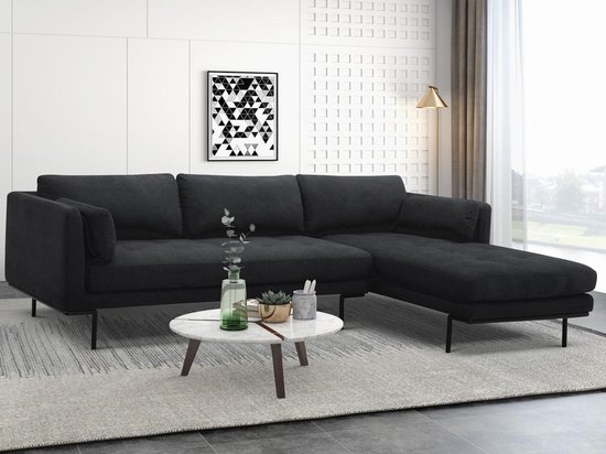Maison Céphy Hoekbank met hoek rechts van antracietgrijze stof en ...